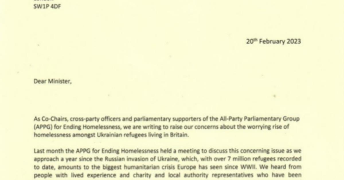 Letter to Minister for Housing and Homelessness about the rise of ...