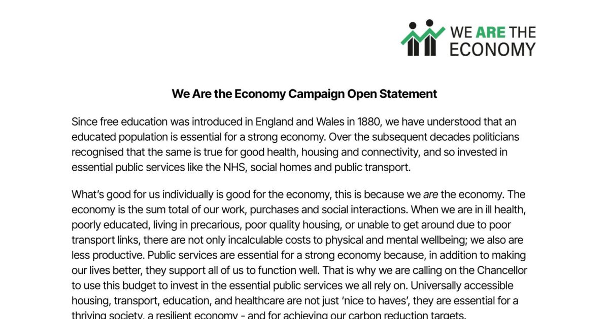 Signed statement: The Chancellor must invest in essential public ...