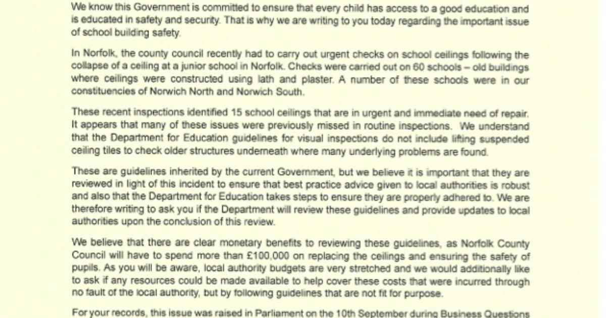 Asking central government for funding to make local school ceilings ... Asking central government for funding to make local school ceilings ...